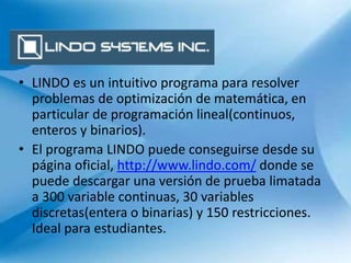 Herramientas para la programación lineal | PPTX
