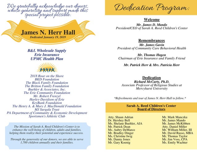 James N Herr Hall Dedication Program | PPT