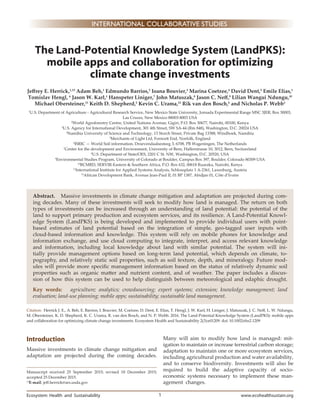 The Land- Potential Knowledge System (LandPKS): mobile apps and ...