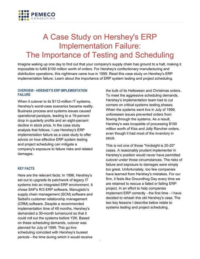 Hershey erp case_study | PDF | Recalls | Consumer Issues