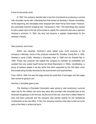 Hershey`s marketing plan report | DOCX