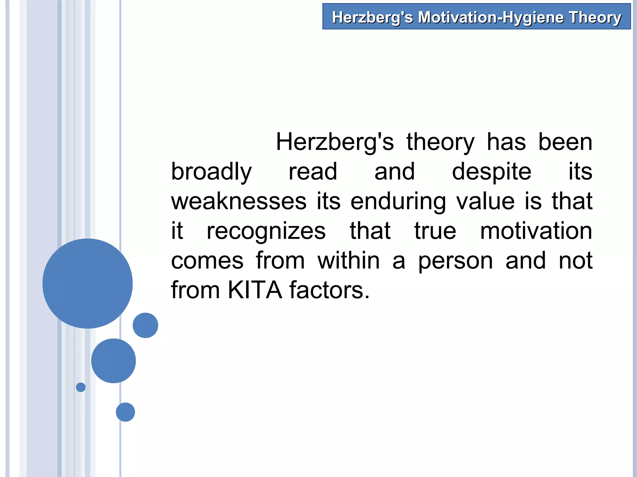 Herzberg's Motivation Hygiene Theory | PPT