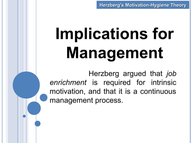 Herzberg's Motivation Hygiene Theory | PPT