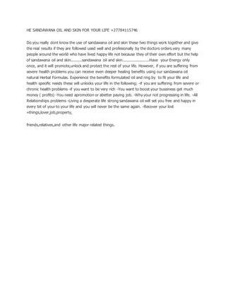 He sandawana oil and skin for your life | DOCX