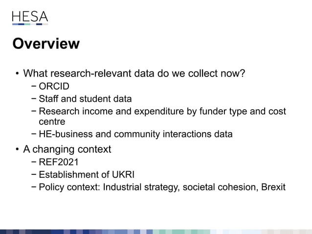 HESA data, describing research activity and #REF2021 | PPT