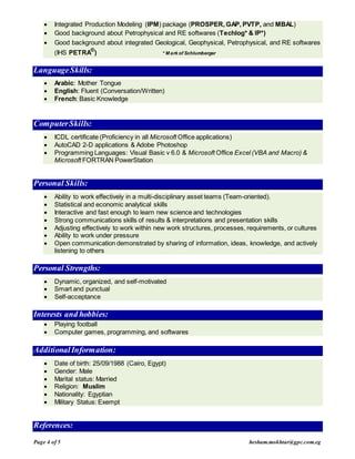 Last Update of Hesham Mokhtar's CV | DOCX | Civil Engineering Industry | Industries