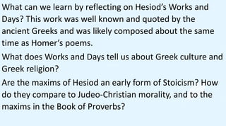 Hesiod’s Works and Days, Ancient Greek Moral Philosopher, At Time of ...