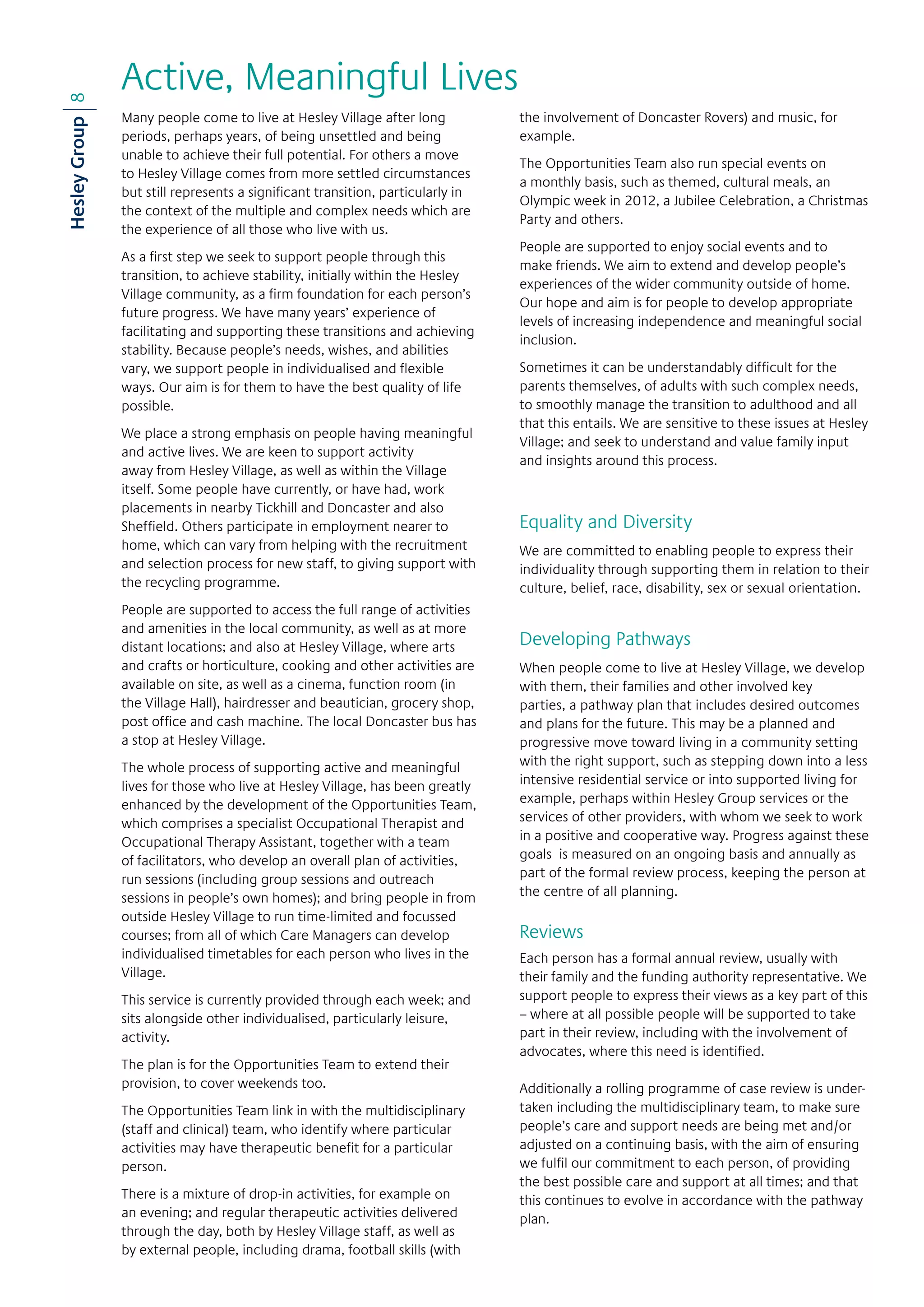 Hesley Village Brochure | PDF | Daycare and Pre-School | Parenting