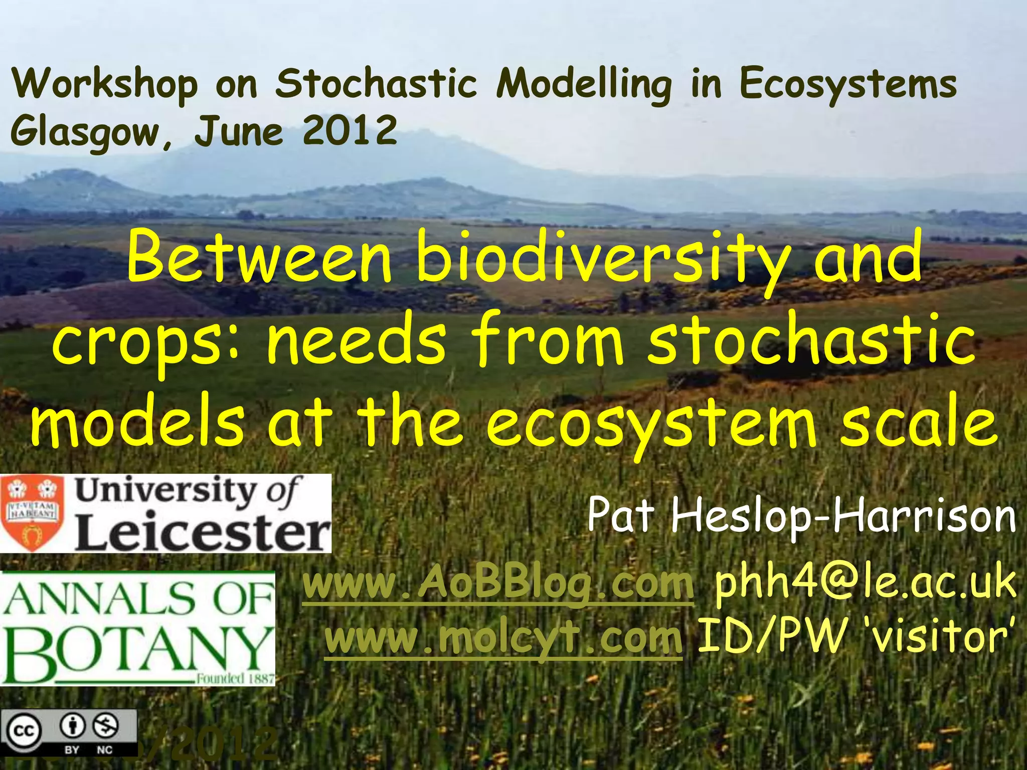 Heslop-Harrison Stochastic Modelling in Ecosystems - Introductory Talk ...