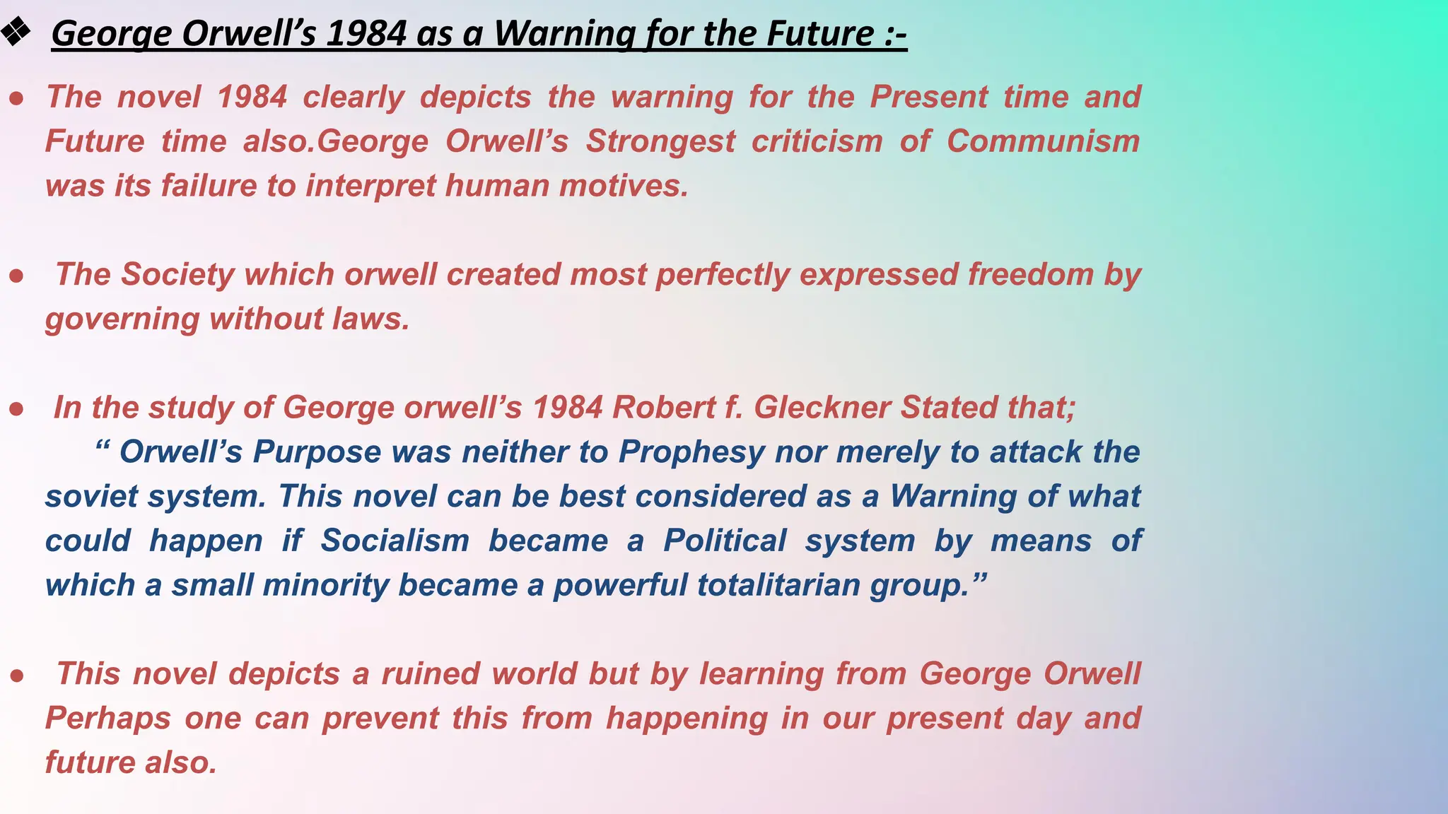 "George Orwell's '1984' : A Warning for the present and Future" | PDF