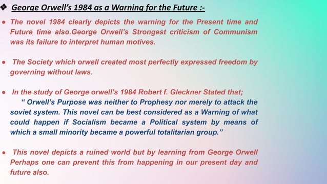 "George Orwell's '1984' : A Warning for the present and Future" | PDF