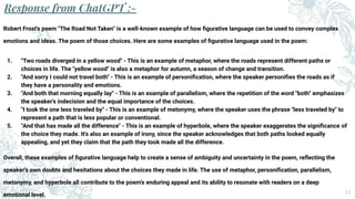 Use of Figurative Language in Robert Frost's Poem :- 'The Road Not ...