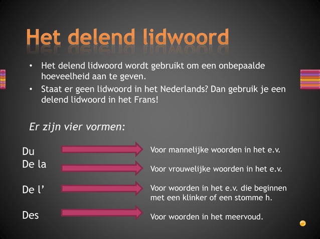 Het delend lidwoord in het frans | PPTX