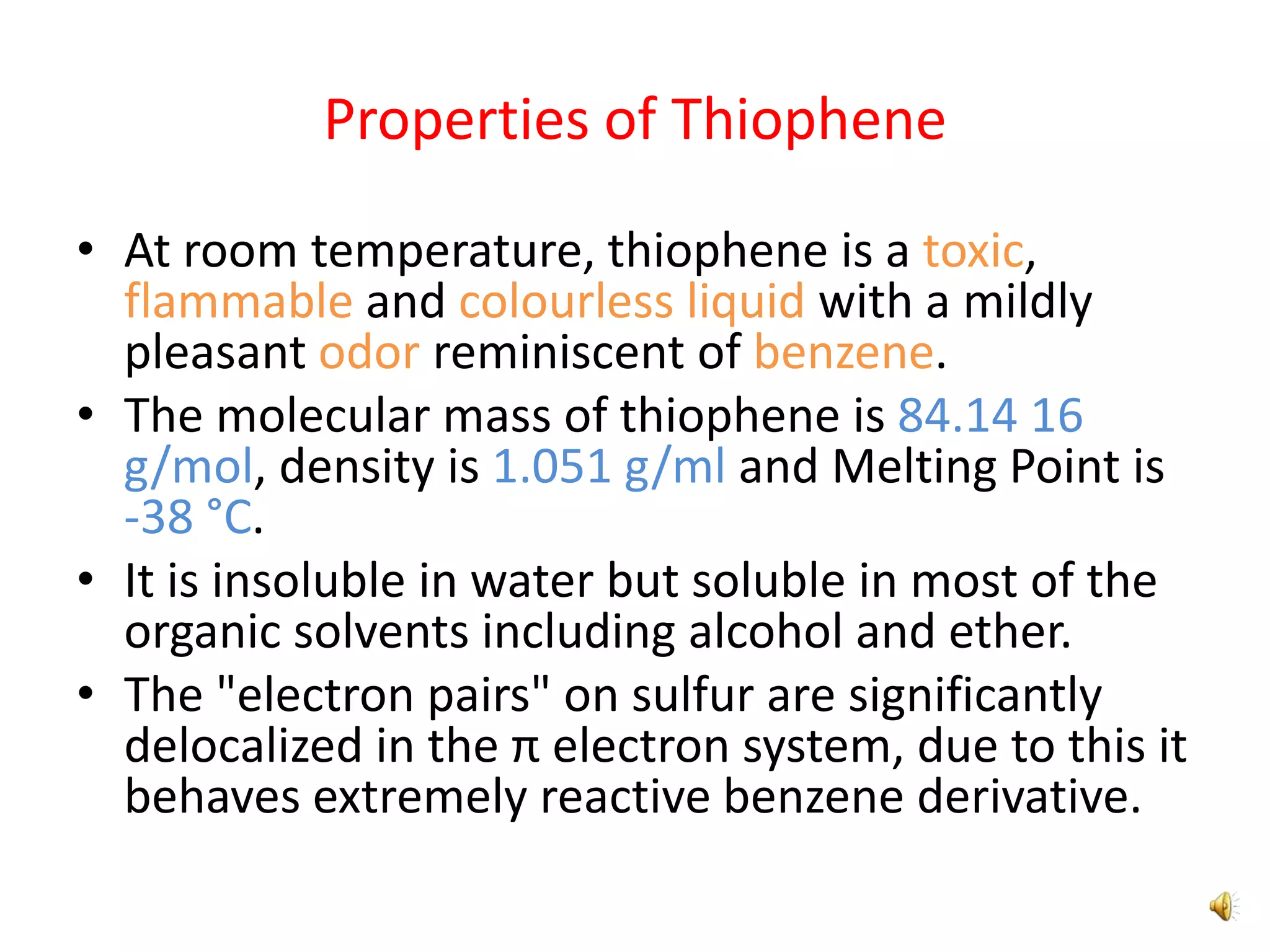 Heterocycic compound Thiophene | PPTX