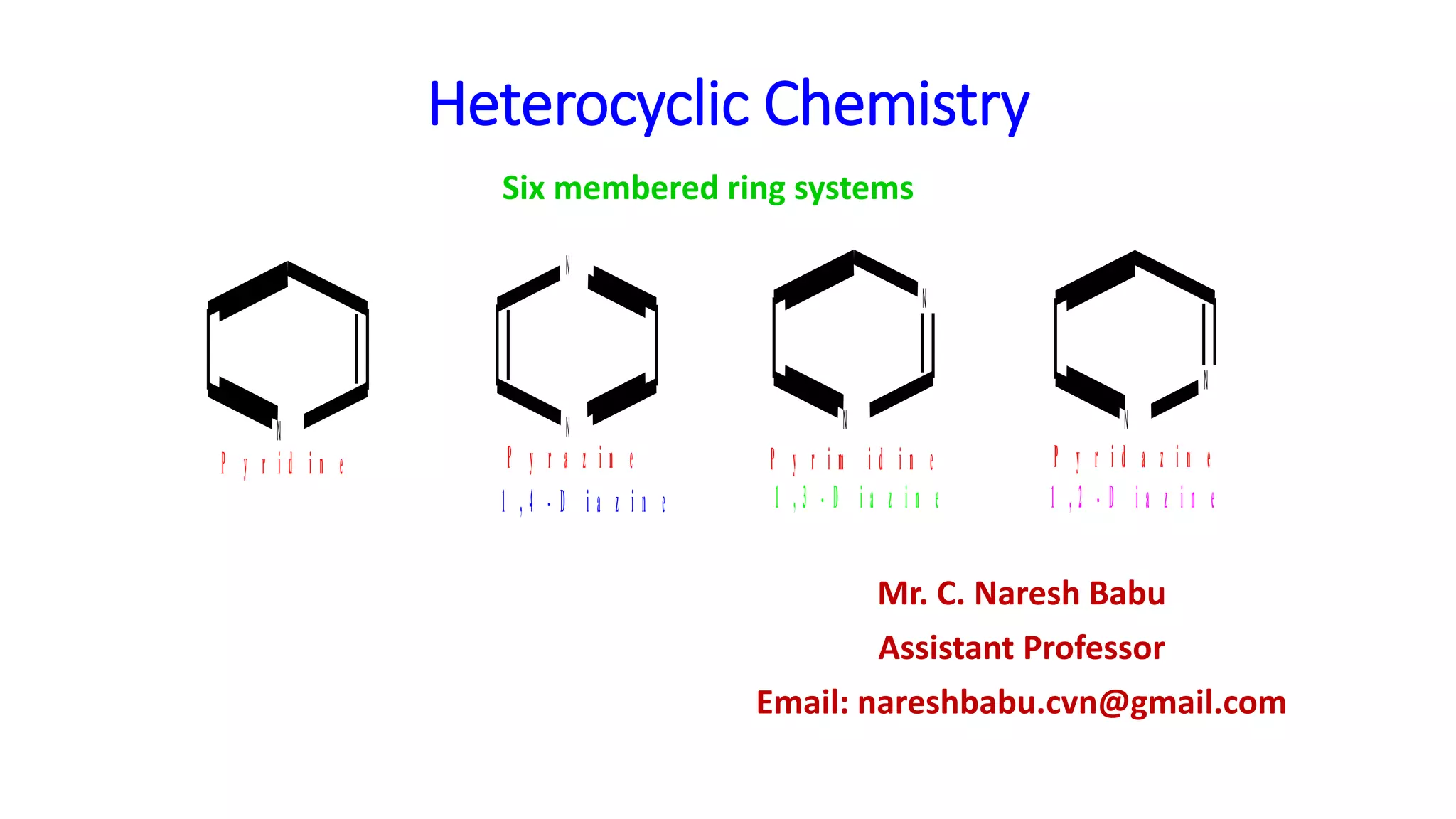 Heterocyclic chemistry six membered ring systems | PPTX