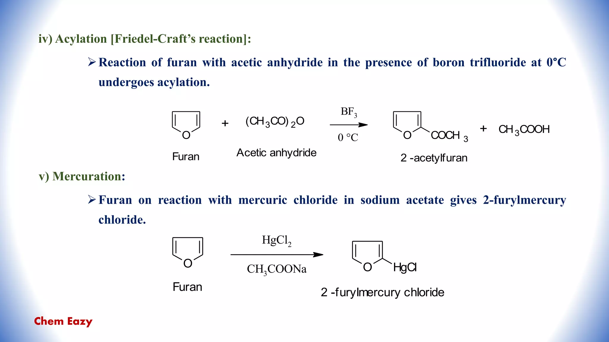 Heterocyclic compounds - Furan - Synthesis of furan - Characteristic ...