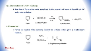 Heterocyclic compounds - Furan - Synthesis of furan - Characteristic ...