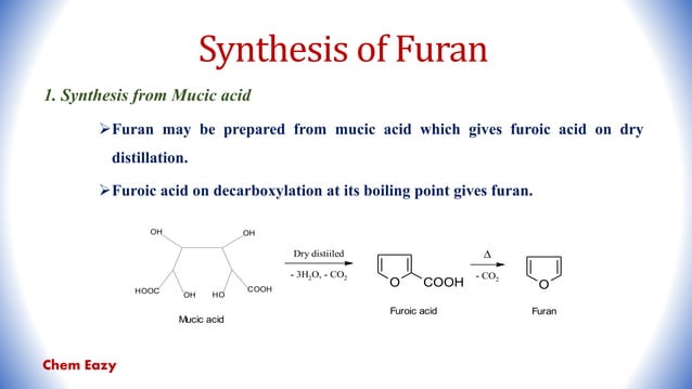 Heterocyclic compounds - Furan - Synthesis of furan - Characteristic ...