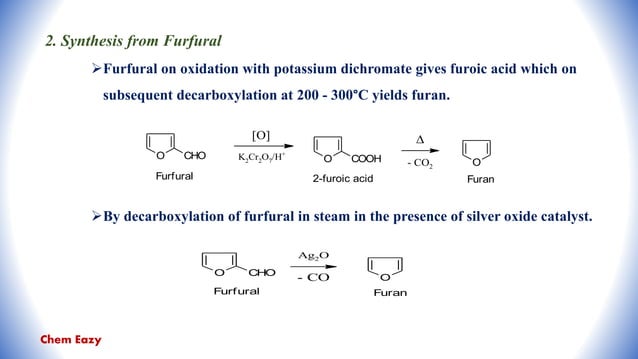 Heterocyclic compounds - Furan - Synthesis of furan - Characteristic ...