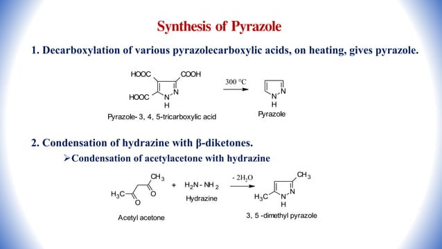 Pyrazole - Synthesis of Pyrazole - Characteristic Reactions of Pyrazole ...