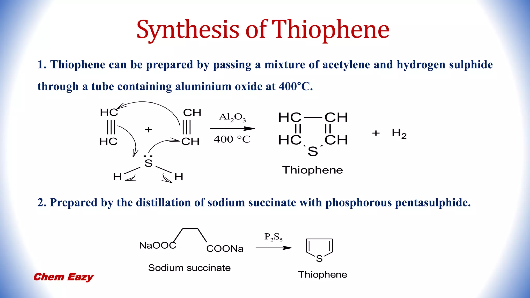 Heterocyclic compounds - Thiophene - Synthesis of Thiophene - Characteristic reactions of ...