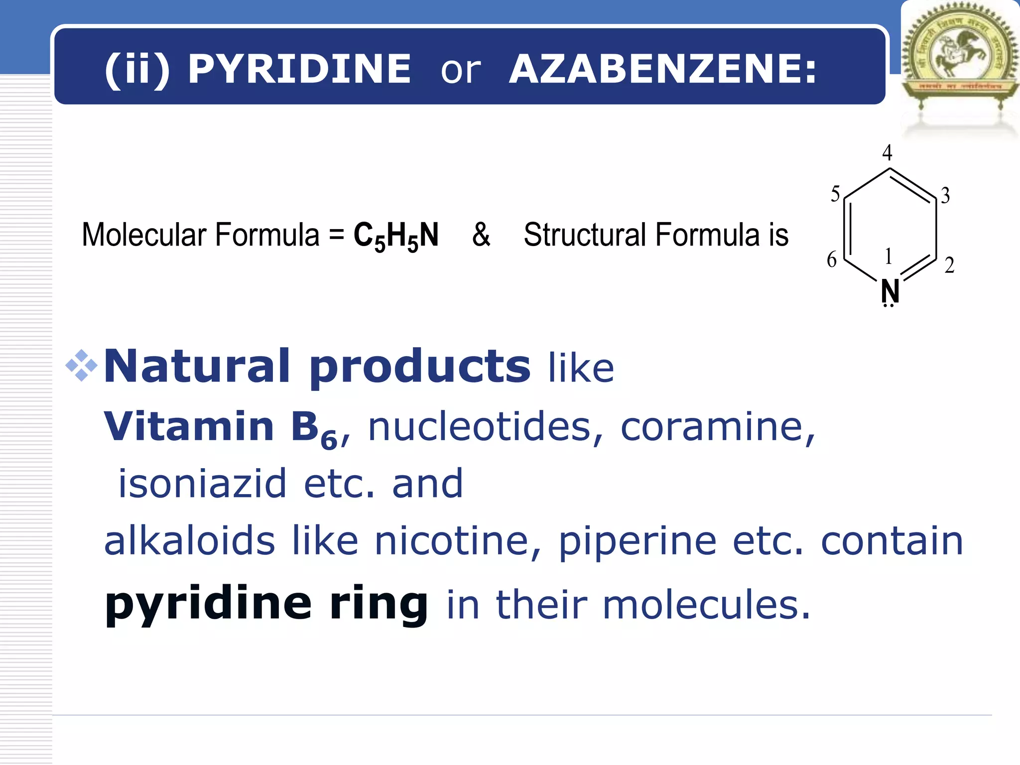 Heterocyclic compounds part-I (Pyridine) by dr pramod r. padole | PPTX ...