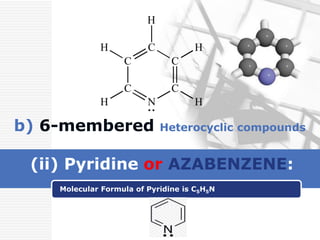 Heterocyclic Compounds Part-I (Pyridine) by Dr Pramod R Pado;le | PPT