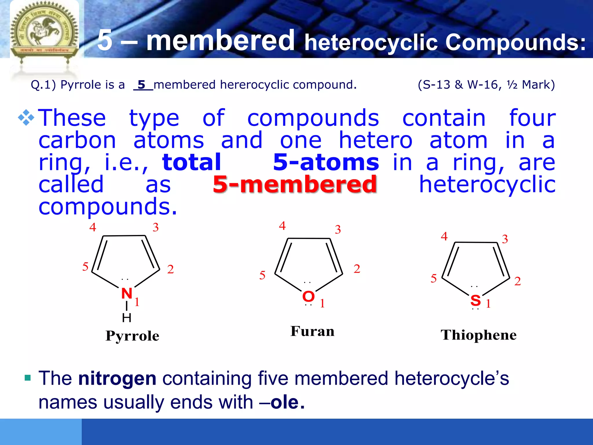 Heterocyclic compounds part-I (Pyrrole) | PPTX