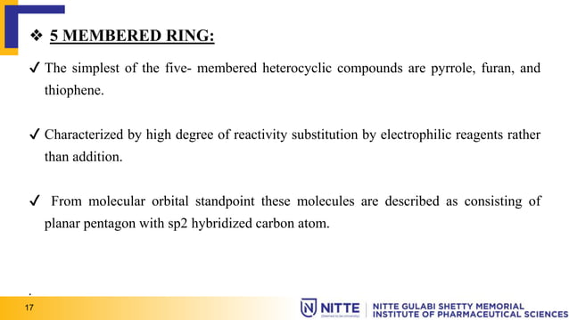 Heterocyclic ring ( MPHARM,BPHARM,MSC,BSC,BIOCHEM,ORAGANIC CHEMISTRY ...