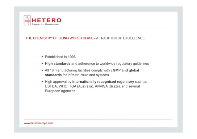 Hetero Europe company presentation 2010 | PDF