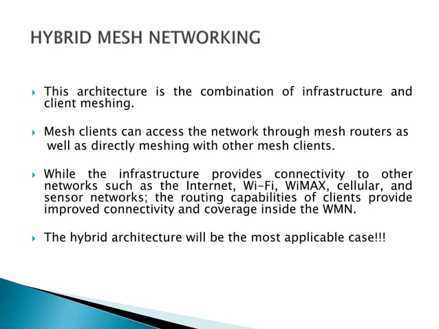 Heterogeneous mesh network (ad hoc) | PPTX | Computer Networking | Computing