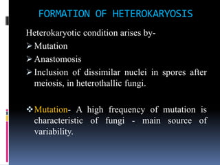 Heterokaryosis and Parasexuality | PPTX