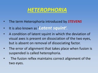 Heterophoria Or Latent Squint | PPTX