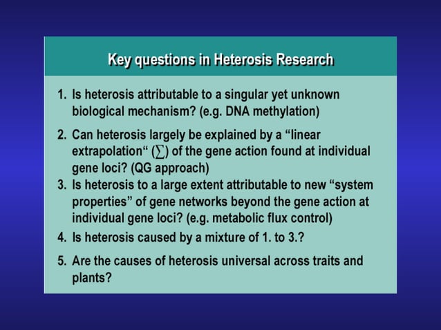 Heterosis concepts | PPT | Genetics | Science