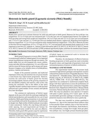Heterosis in bottle gourd [lagenaria siceraria (mol.) standl.] | PDF