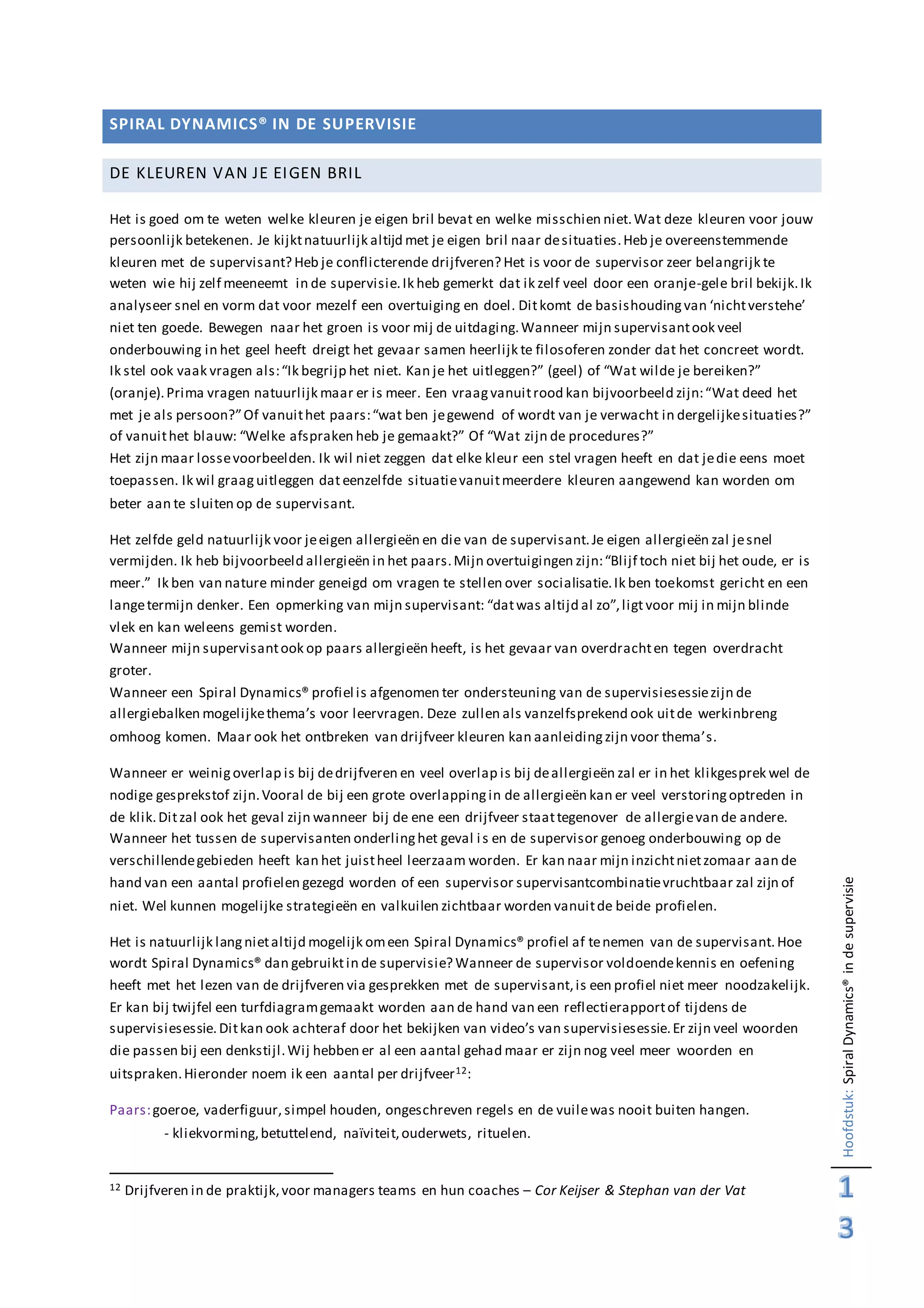 Het gebruik van Spiral Dynamics binnen de Supervisie | PDF