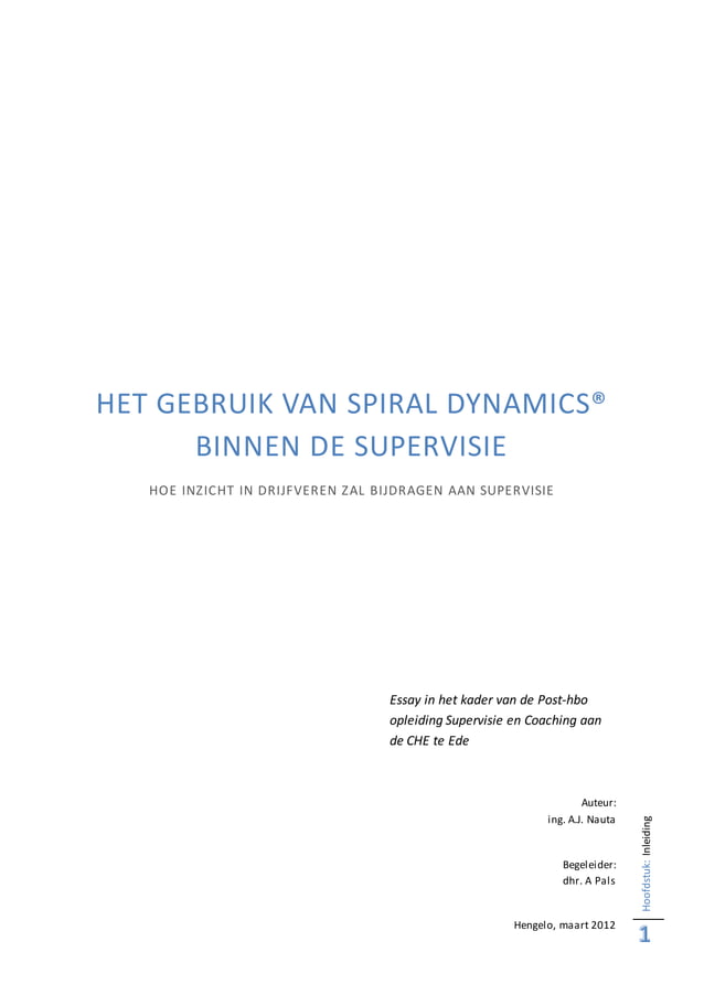 Het gebruik van Spiral Dynamics binnen de Supervisie | PDF