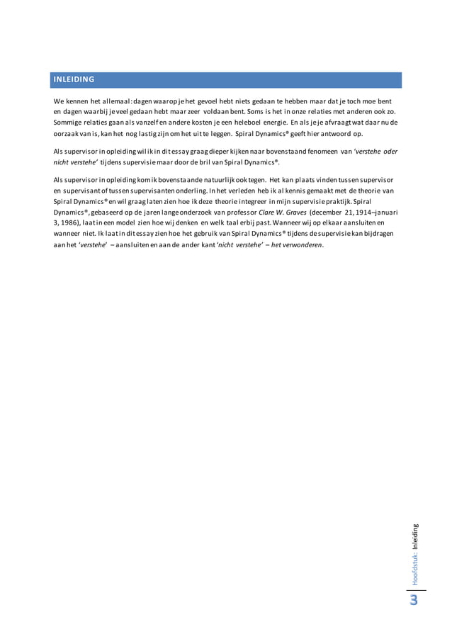 Het gebruik van Spiral Dynamics binnen de Supervisie | PDF