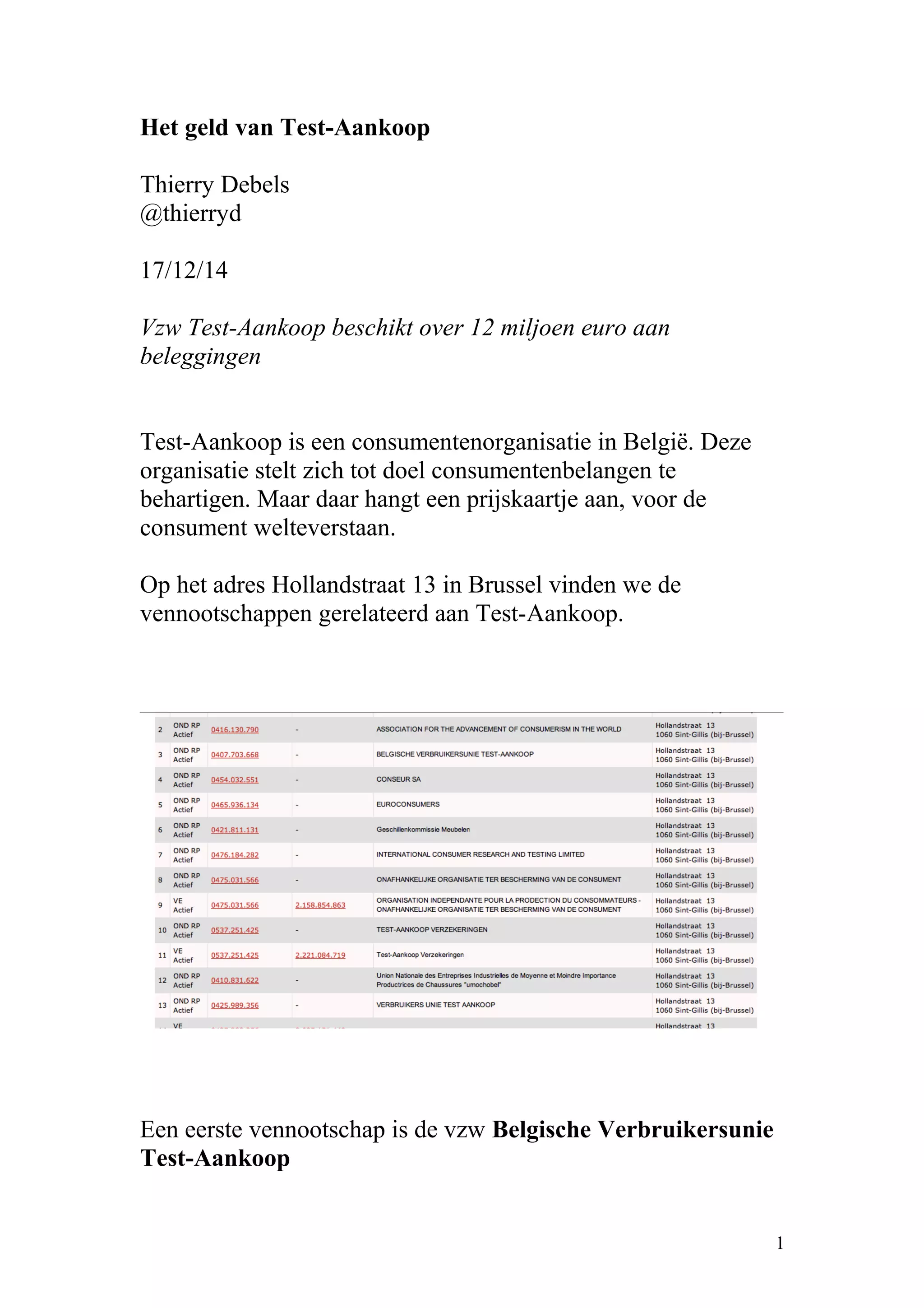 Het geld van Test-Aankoop | DOC