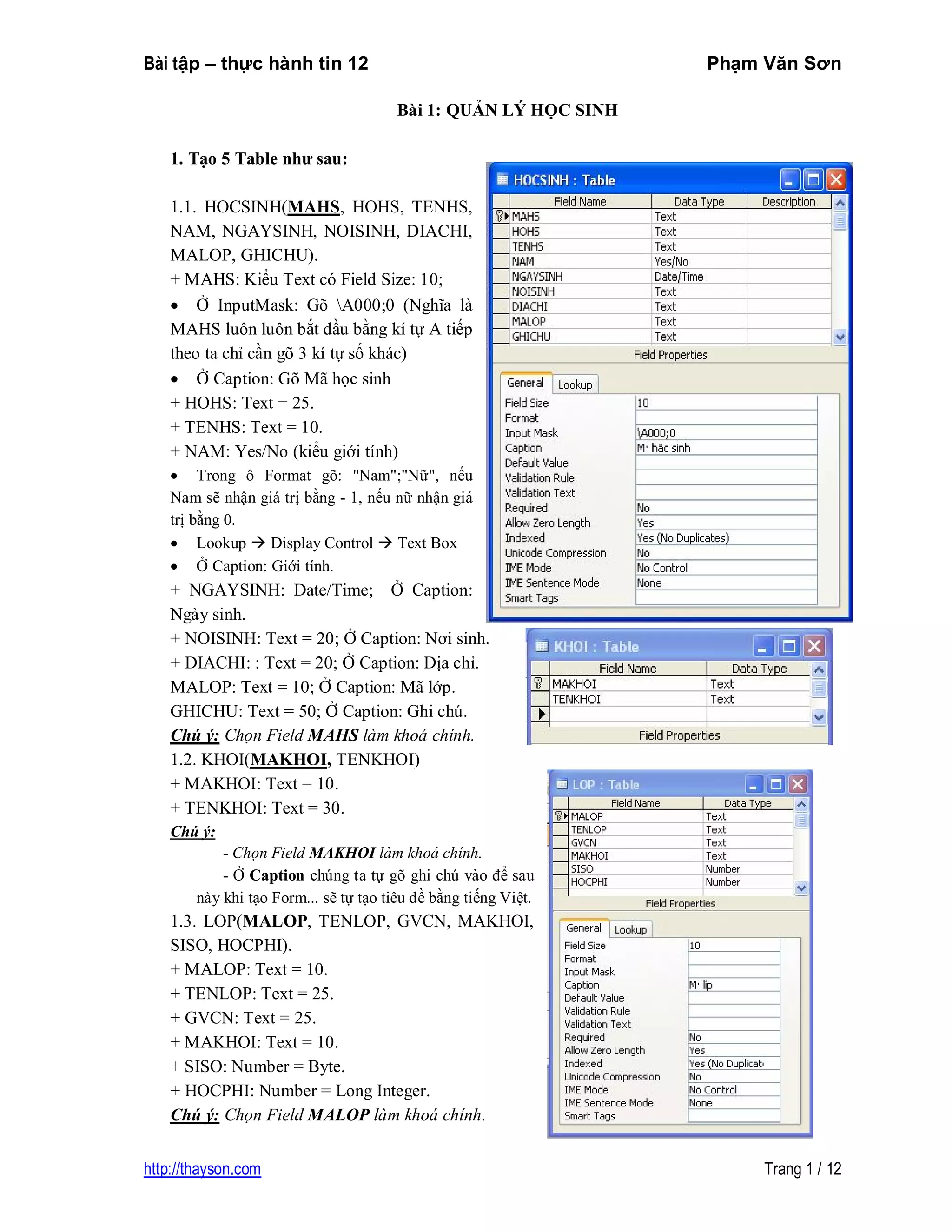 He thong bai tap thuc hanh tin 12 chuan nop | PDF