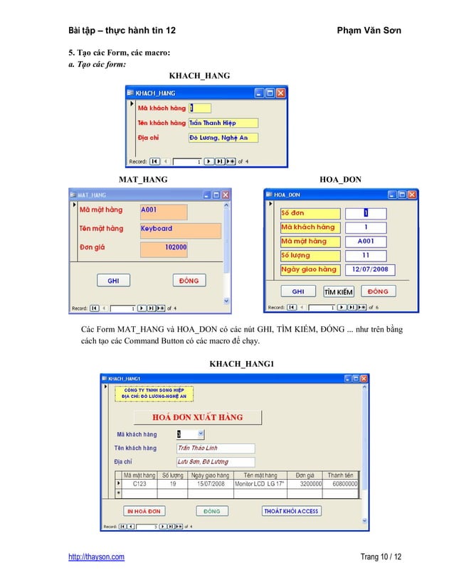 He thong bai tap thuc hanh tin 12 chuan nop | PDF