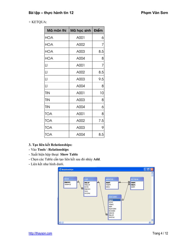He thong bai tap thuc hanh tin 12 chuan nop | PDF