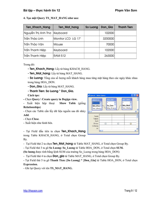 He thong bai tap thuc hanh tin 12 chuan nop | PDF