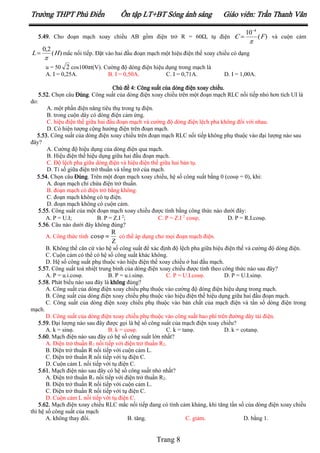 Hệ thống kiến thức điện xoay chiều | PDF