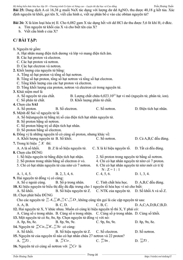 He thong kien thuc hoa hoc lop 10 chuong trinh coban va nang cao luyen thi dai hoc va cao dang | DOC