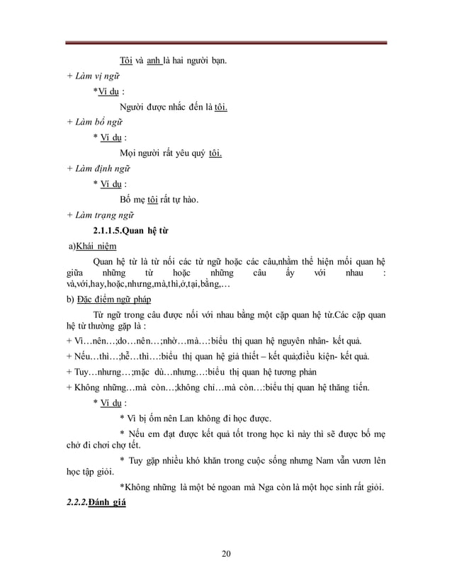 Hệ thống TỪ LOẠI trong chương trình Tiếng Việt - (danh từ,động từ,tính từ,đại từ,quan hệ từ ...