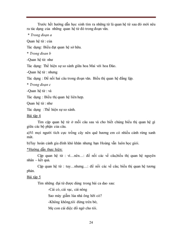 Hệ thống TỪ LOẠI trong chương trình Tiếng Việt - (danh từ,động từ,tính từ,đại từ,quan hệ từ ...
