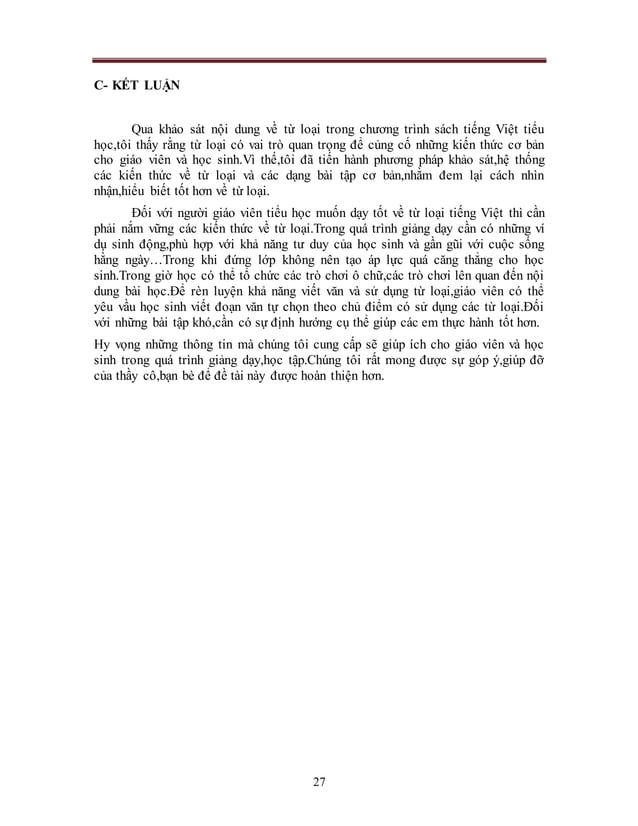 Hệ thống TỪ LOẠI trong chương trình Tiếng Việt - (danh từ,động từ,tính từ,đại từ,quan hệ từ ...