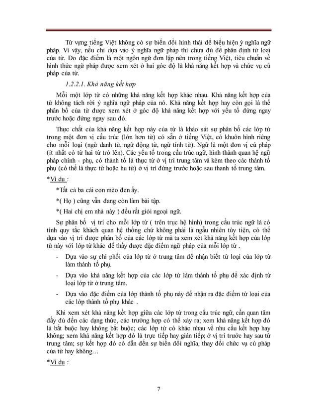 Hệ thống TỪ LOẠI trong chương trình Tiếng Việt - (danh từ,động từ,tính từ,đại từ,quan hệ từ ...