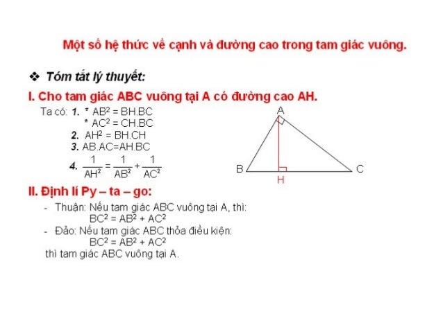 He thuc luong trong tam giac vuong